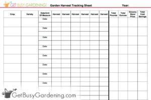 Free Garden Harvest Tracking Sheet & Guide - Get Busy Gardening