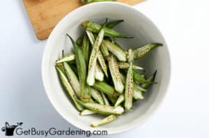 Easy Baked Okra Fries Recipe (Oven Or Air-Fryer) - Get Busy Gardening